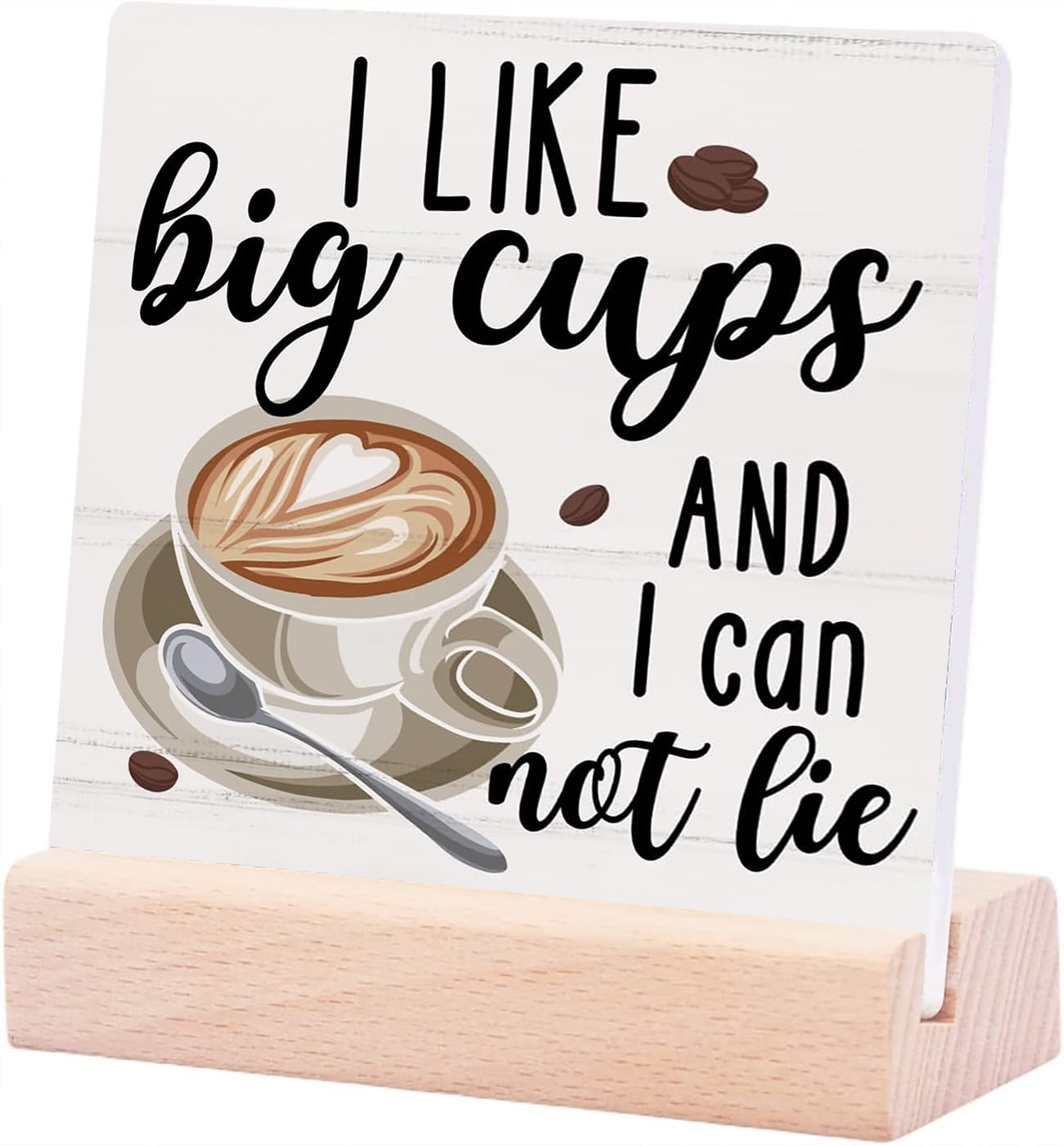 Ceramic Sign 4x4Inch Coffee Sign Ceramic Desk Sign Plaque with Wooden ...