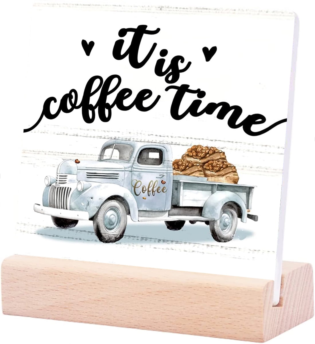 Ceramic Sign 4x4Inch Coffee Table Decor It Is Coffee Time Funny Coffee ...
