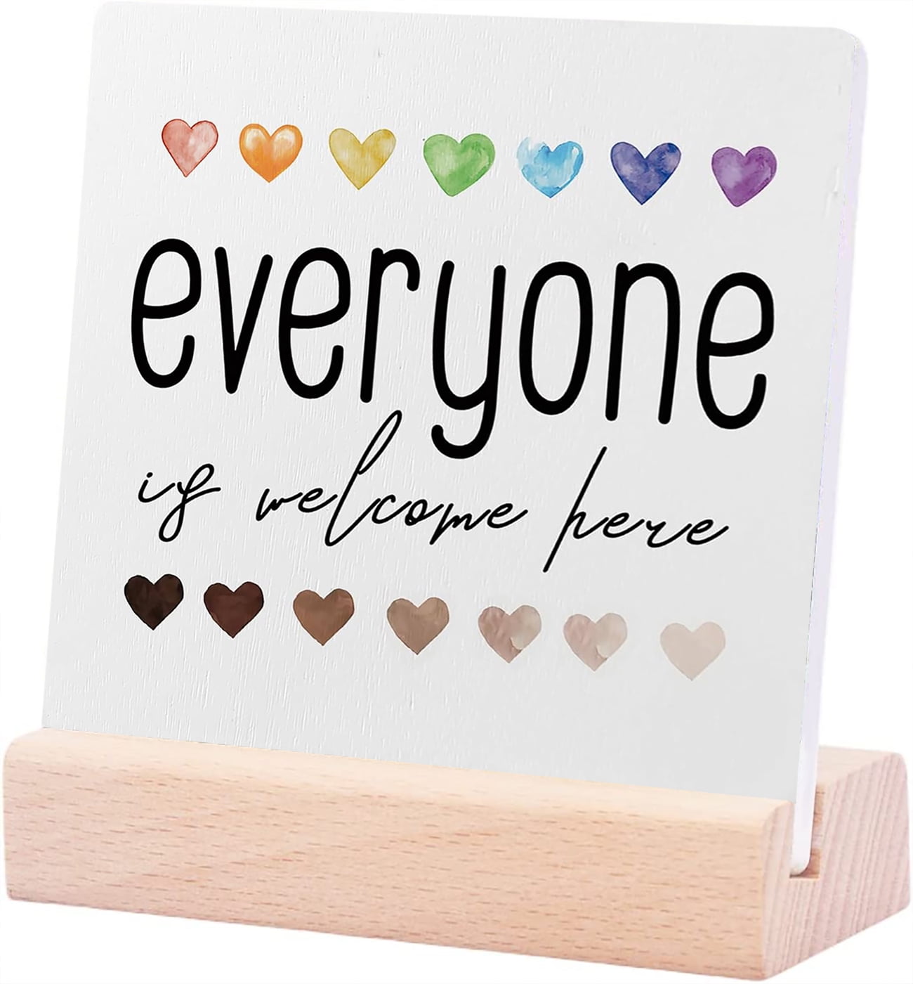 Ceramic Sign 4x4Inch Everyone Is Welcome Here Diversity Desk Sign ...