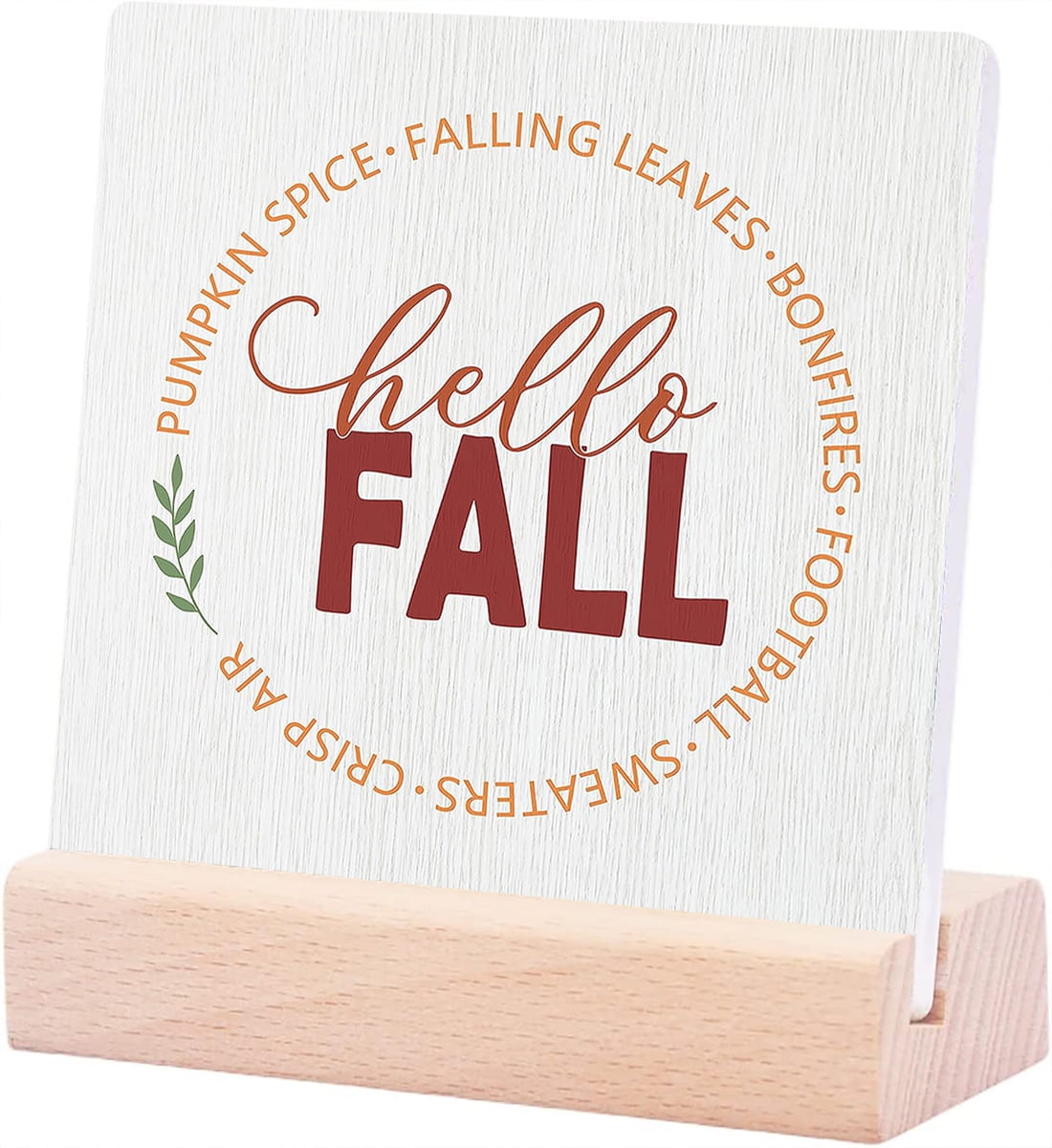 Ceramic Sign 4x4Inch Fall Hello Wreath Ceramic Sign Desk Decor Rustic ...