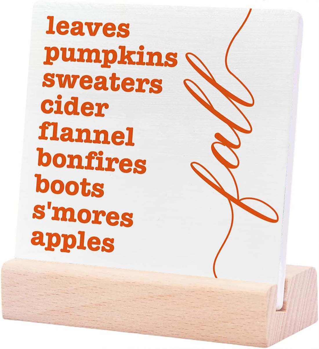 Ceramic Sign 4x4Inch Fall Table Plaque Sign with Wood Stand Decor ...