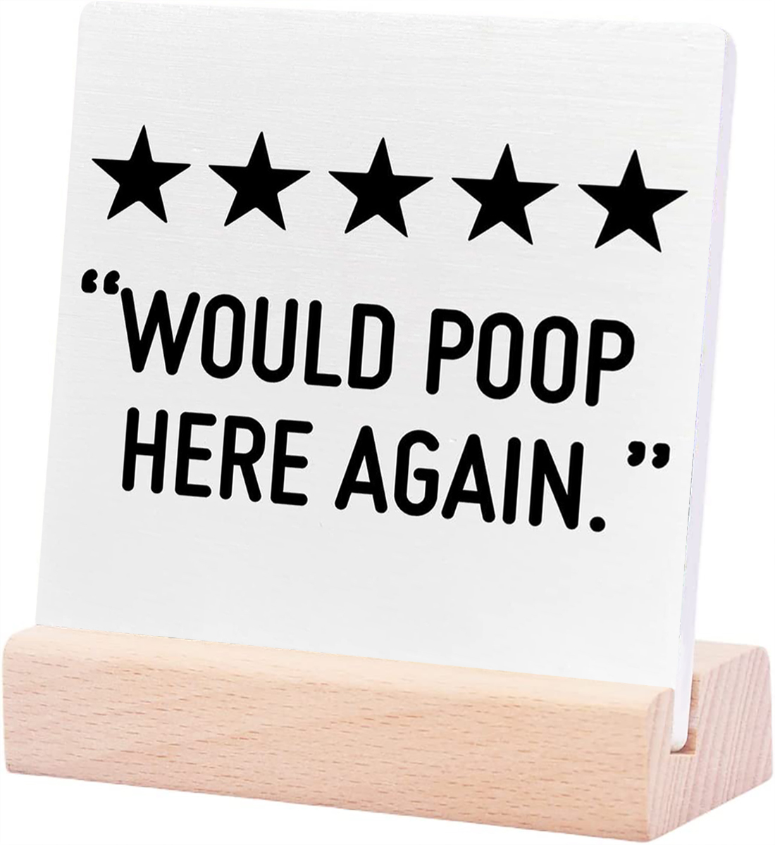 Ceramic Sign 4x4Inch Farmhouse Bathroom Plaque Sign with Wood Stand ...