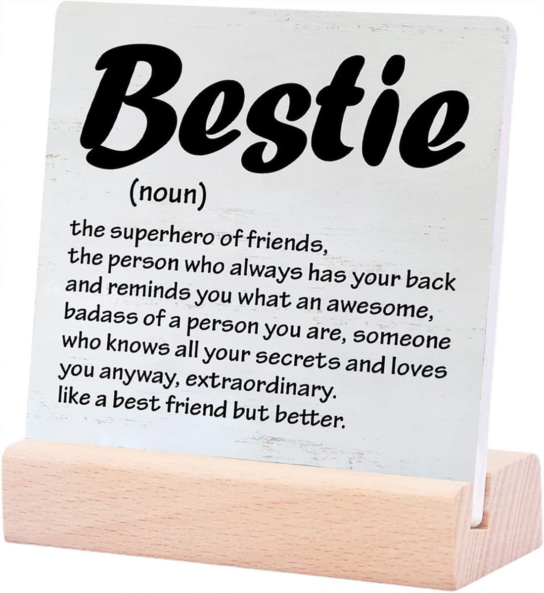 Ceramic Sign 4x4Inch Farmhouse Bestie Definition Plaque Sign with Wood ...