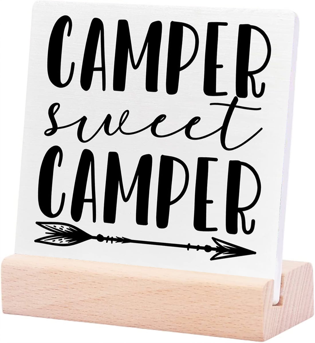 Ceramic Sign 4x4Inch Farmhouse Camping Plaque Sign with Wood Stand ...