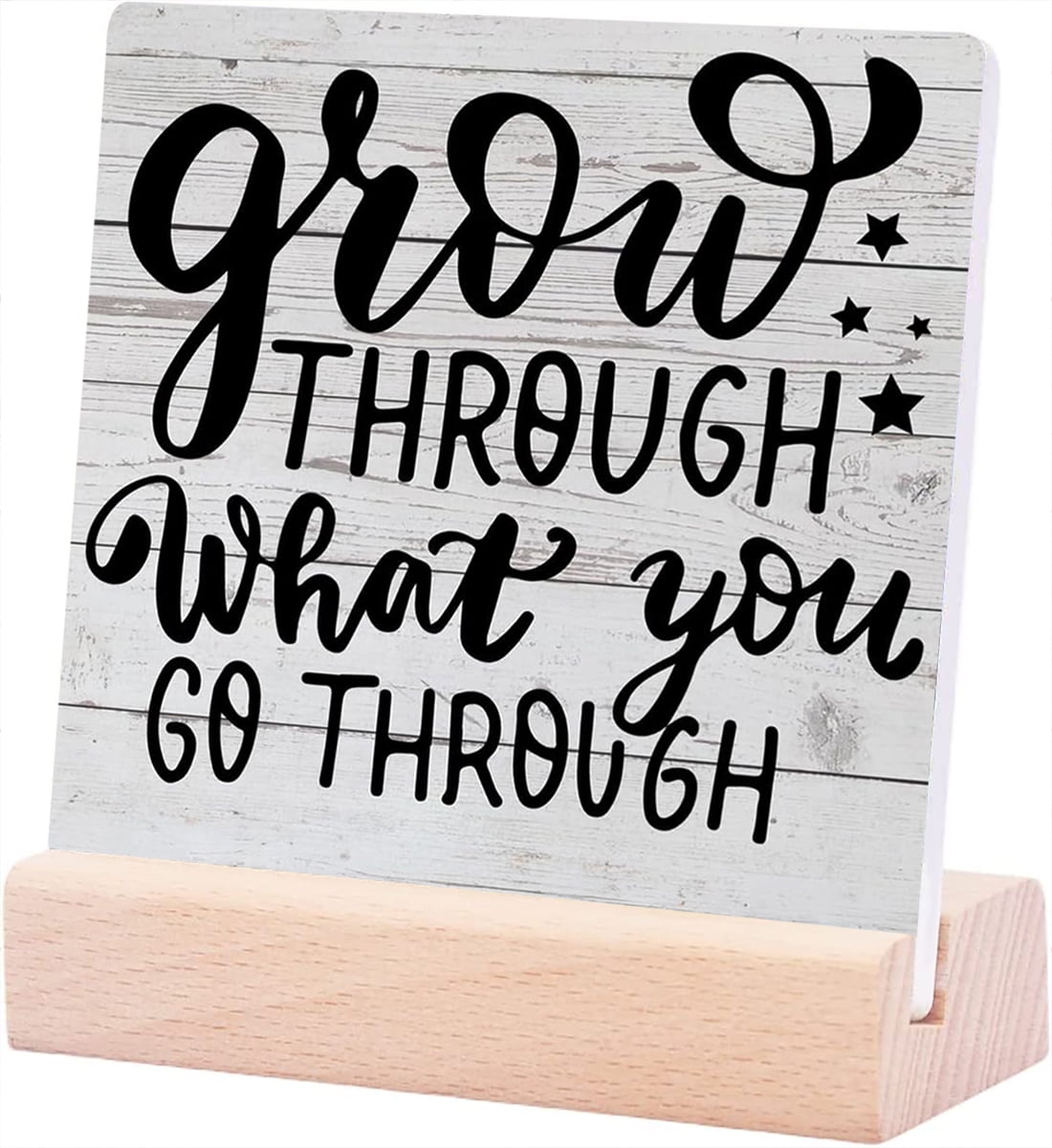 Ceramic Sign 4x4Inch Farmhouse Encouraging Grow Quotes Plaque Sign with ...