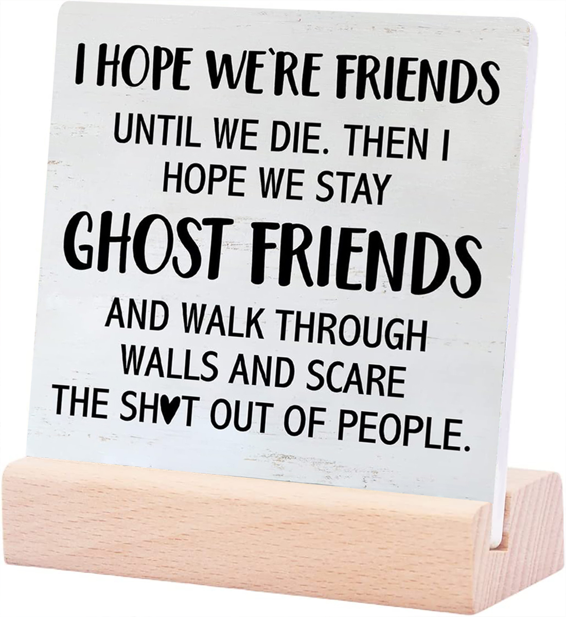 Ceramic Sign 4x4Inch Farmhouse Friendship Plaque Sign with Wood Stand ...