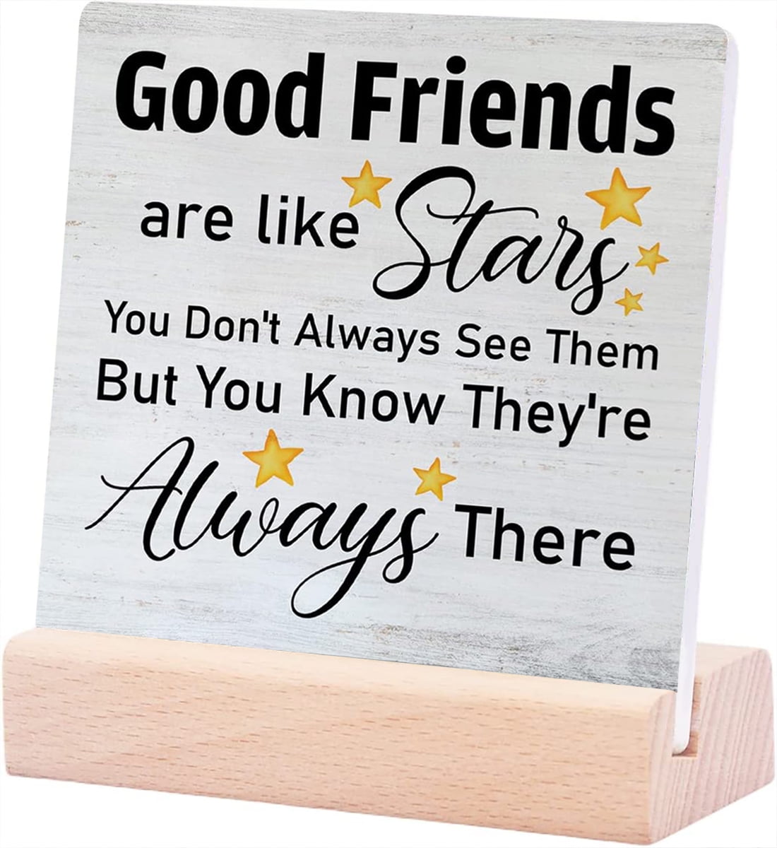 Ceramic Sign 4x4Inch Farmhouse Friendship Quote Plaque Sign with Wood ...