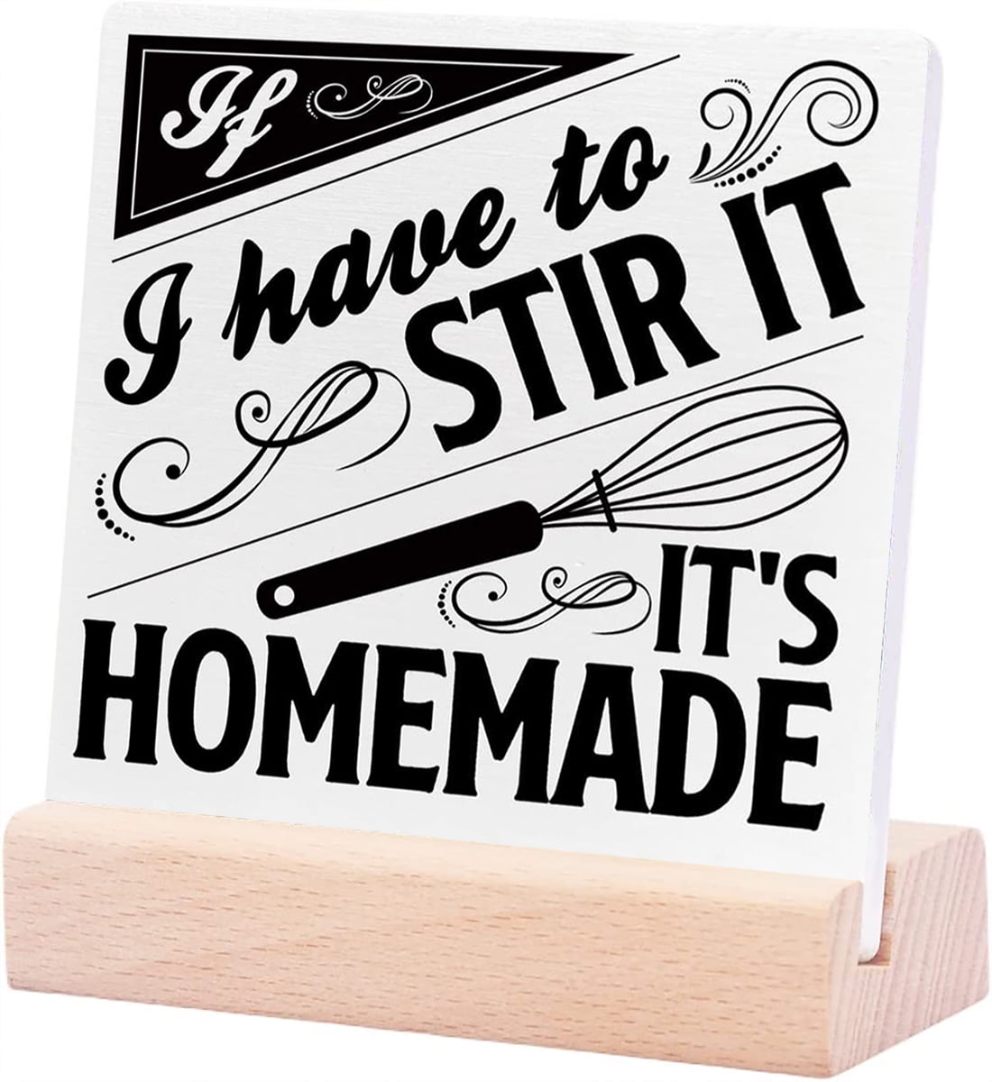 Ceramic Sign 4x4Inch Farmhouse Kitchen Plaque Sign with Wood Stand If I ...