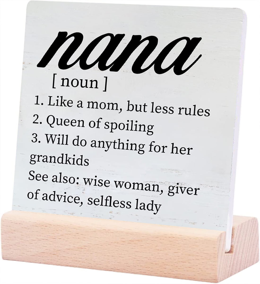 Ceramic Sign 4x4Inch Farmhouse Nana Definition Plaque Sign with Wood ...