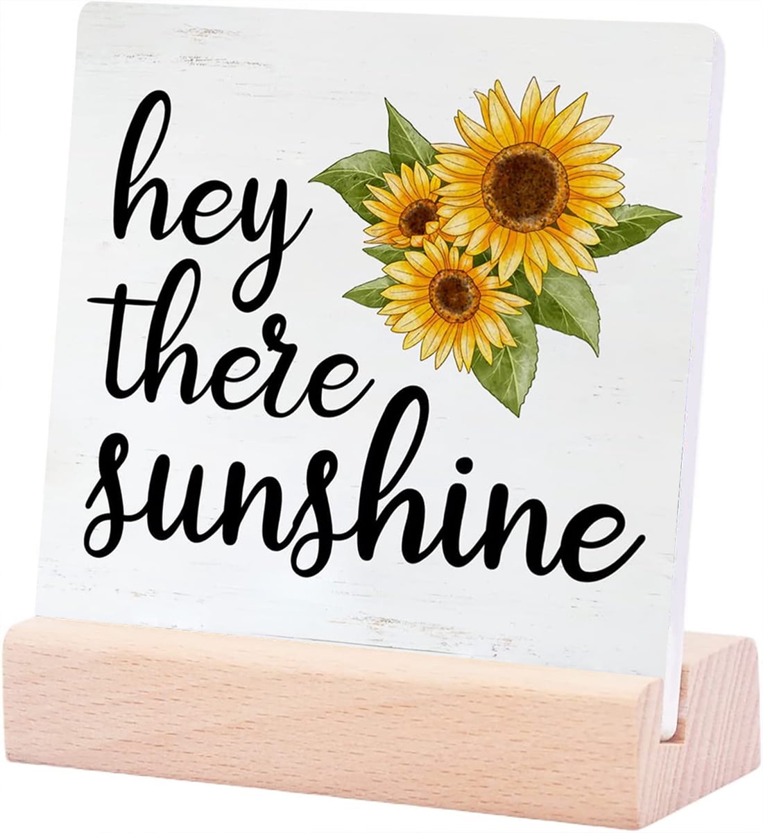 Ceramic Sign 4x4Inch Farmhouse Sunflower Plaque Sign with Wood Stand ...