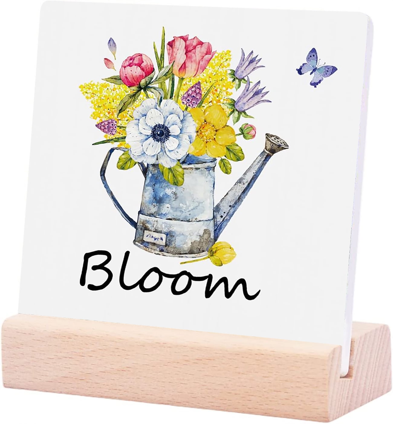 Ceramic Sign 4x4Inch Flowers Ceramic Signs Bloom Ceramic Plaque Sign ...