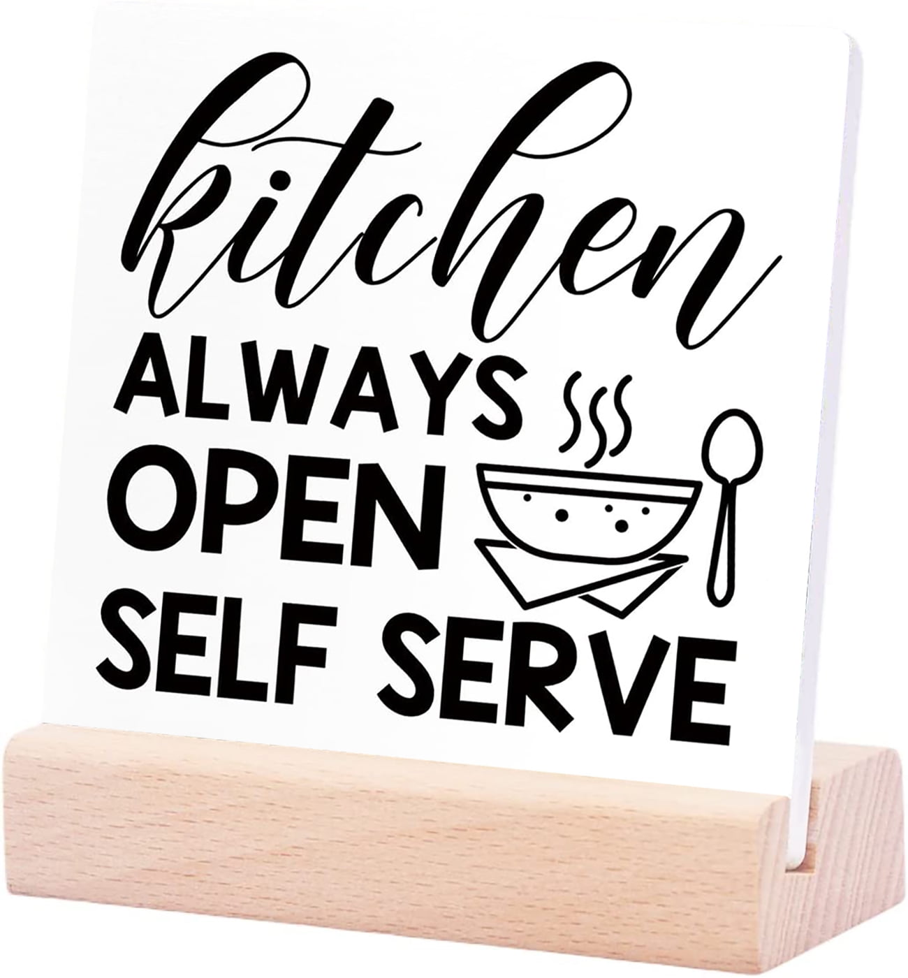 Ceramic Sign 4x4Inch Funny Kitchen Plaque Sign with Wood Stand Kitchen ...