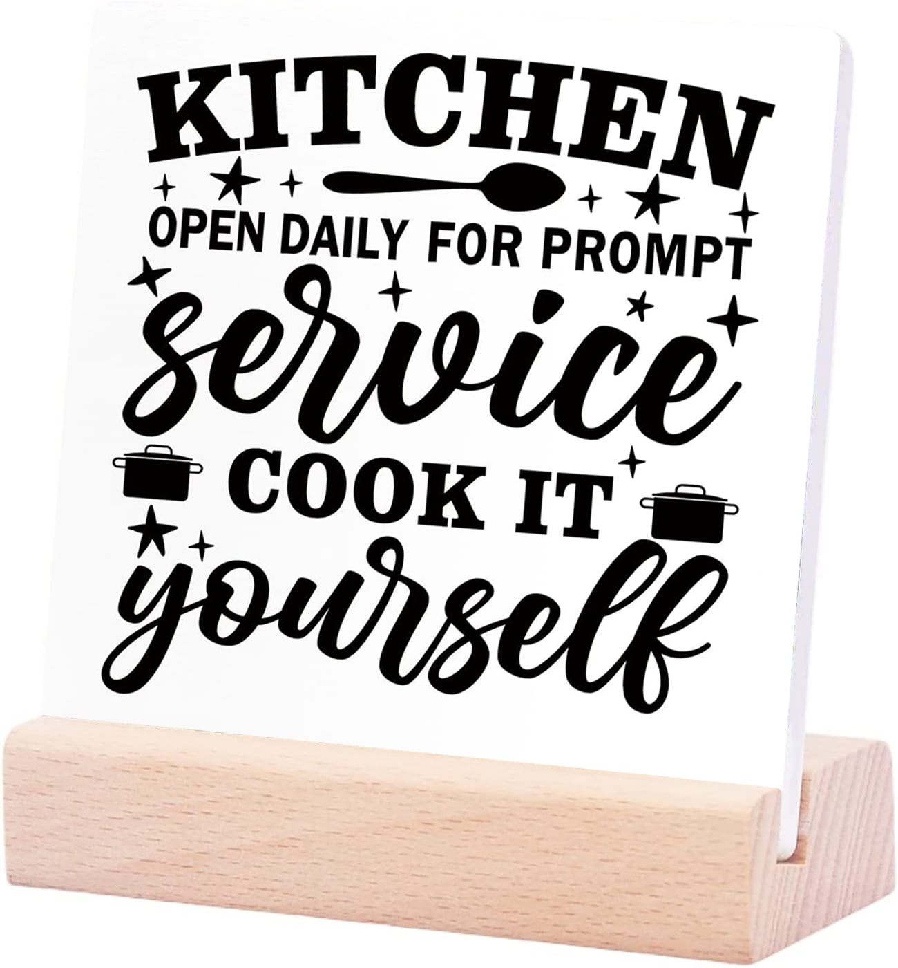 Ceramic Sign 4x4Inch Funny Kitchen Plaque Sign with Wood Stand Kitchen ...