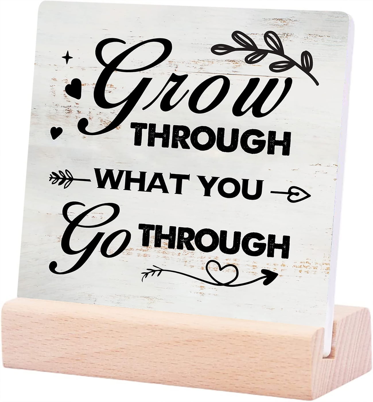 Ceramic Sign 4x4Inch Grow Through What You Go Through Home Decor Rustic ...