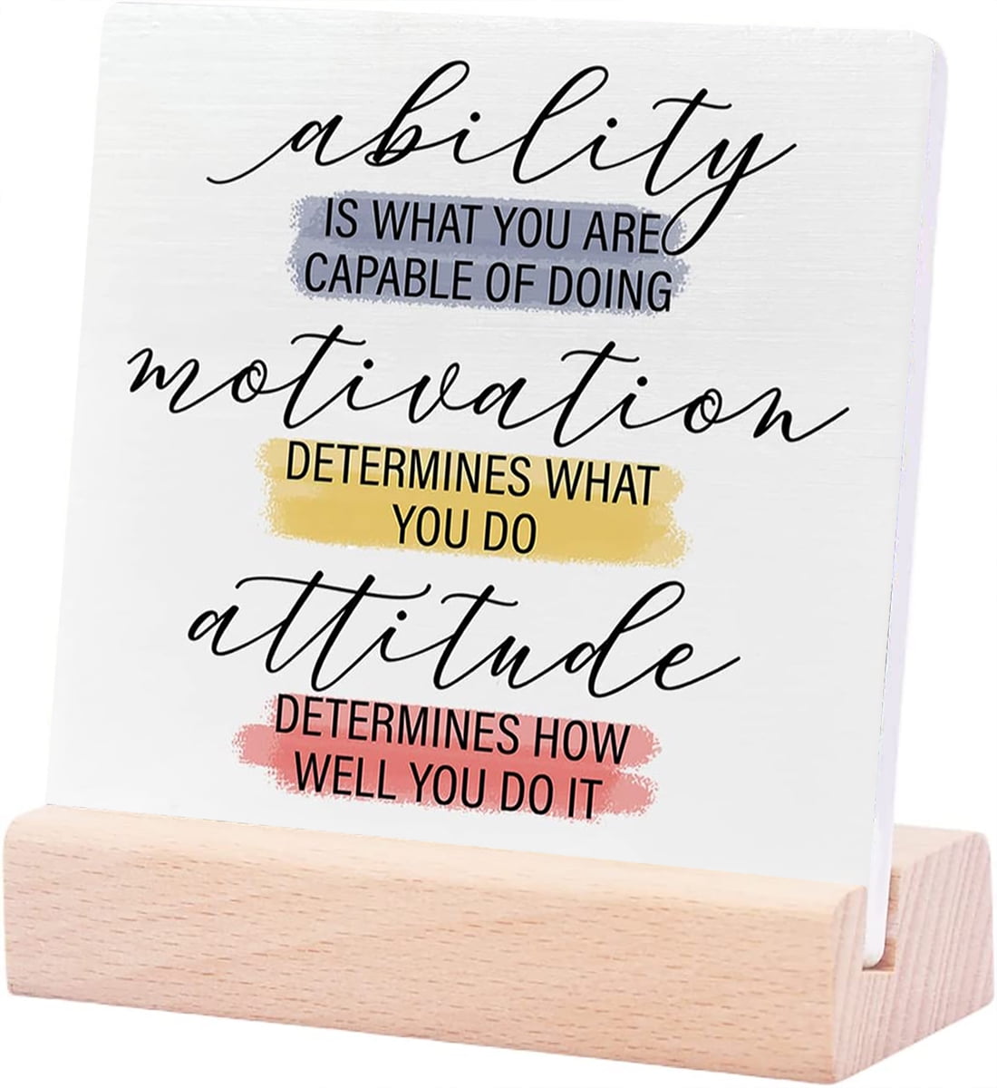 Ceramic Sign 4x4Inch Home Office Desk Plaque Sign with Wood Stand Decor ...