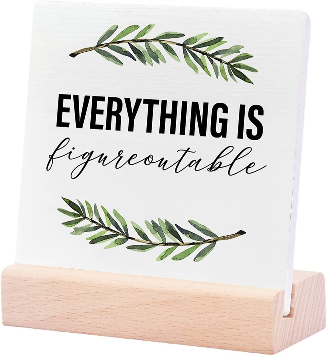 Ceramic Sign 4x4Inch Home Office Desk Plaque Sign with Wood Stand Decor ...