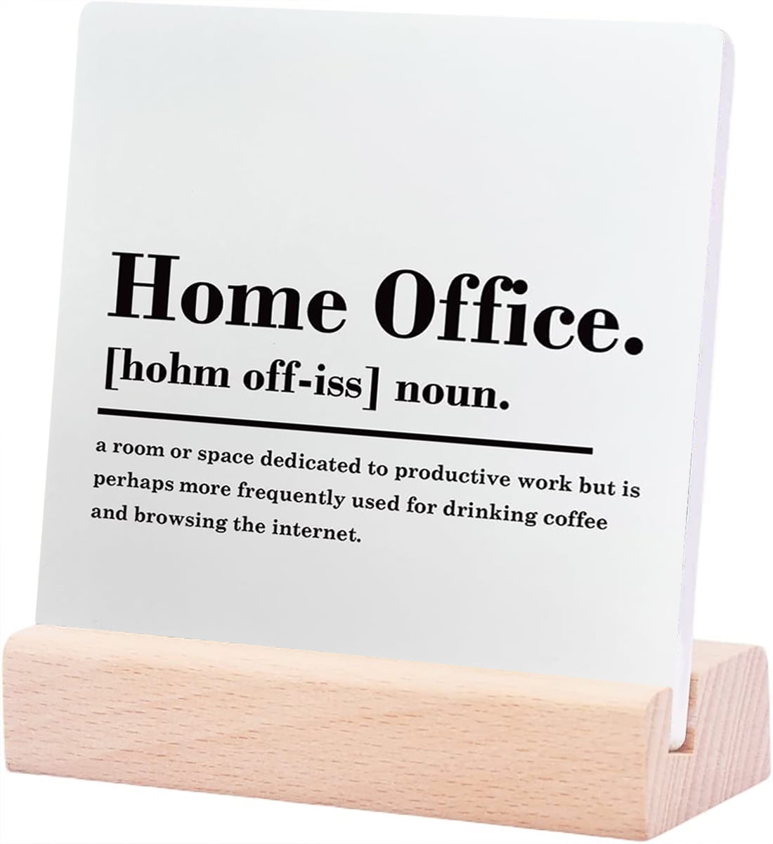 Ceramic Sign 4x4Inch Home Office Plaque Sign with Wood Stand Tabletop ...
