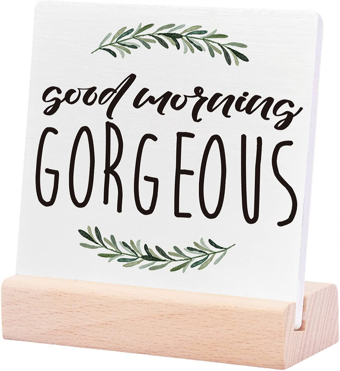 Ceramic Sign 4x4Inch Inspirational Bathroom Plaque Sign with Wood Stand ...