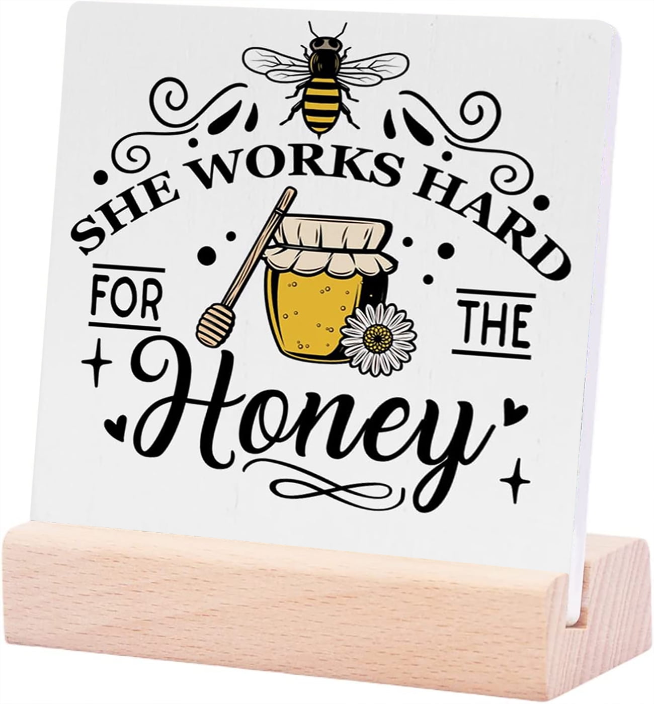 Ceramic Sign 4x4Inch Inspirational Bee Decor Bee Desk Decor For Tiered ...