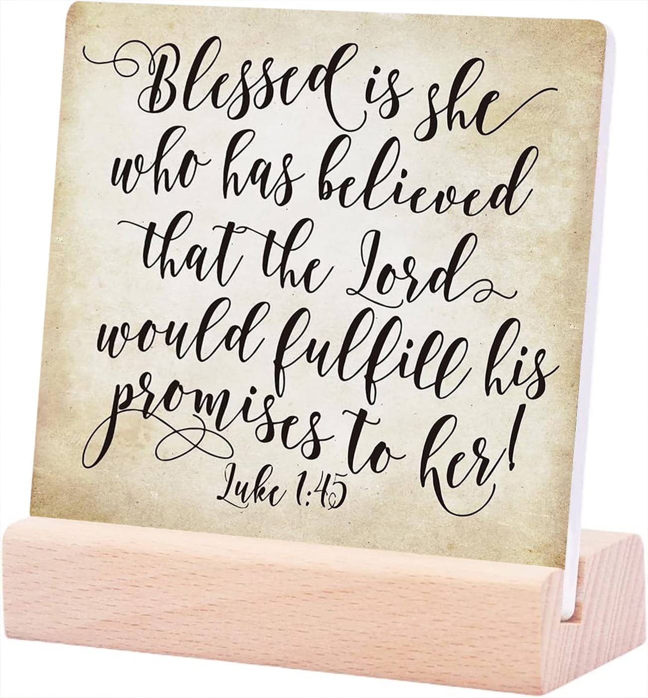 Ceramic Sign 4x4Inch Inspirational Bible Verse Blessed Is She Who Has ...