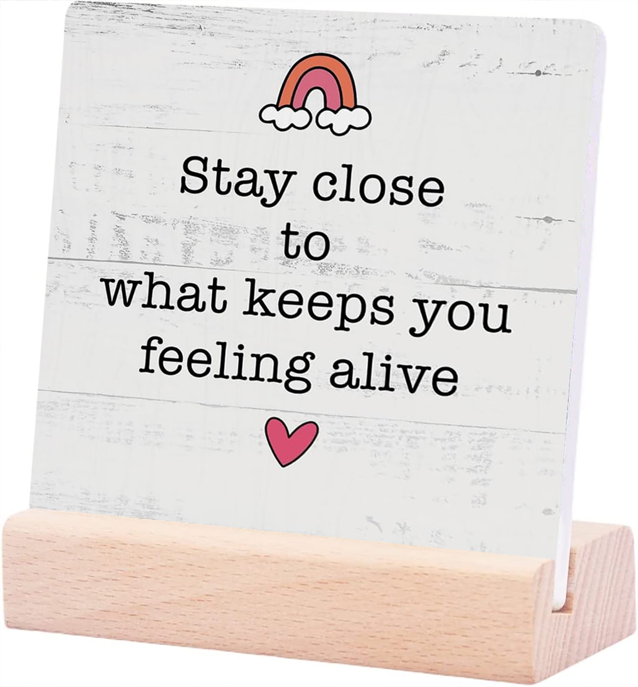 Ceramic Sign 4x4Inch Inspirational Desk Decor Farmhouse Wood For Home ...