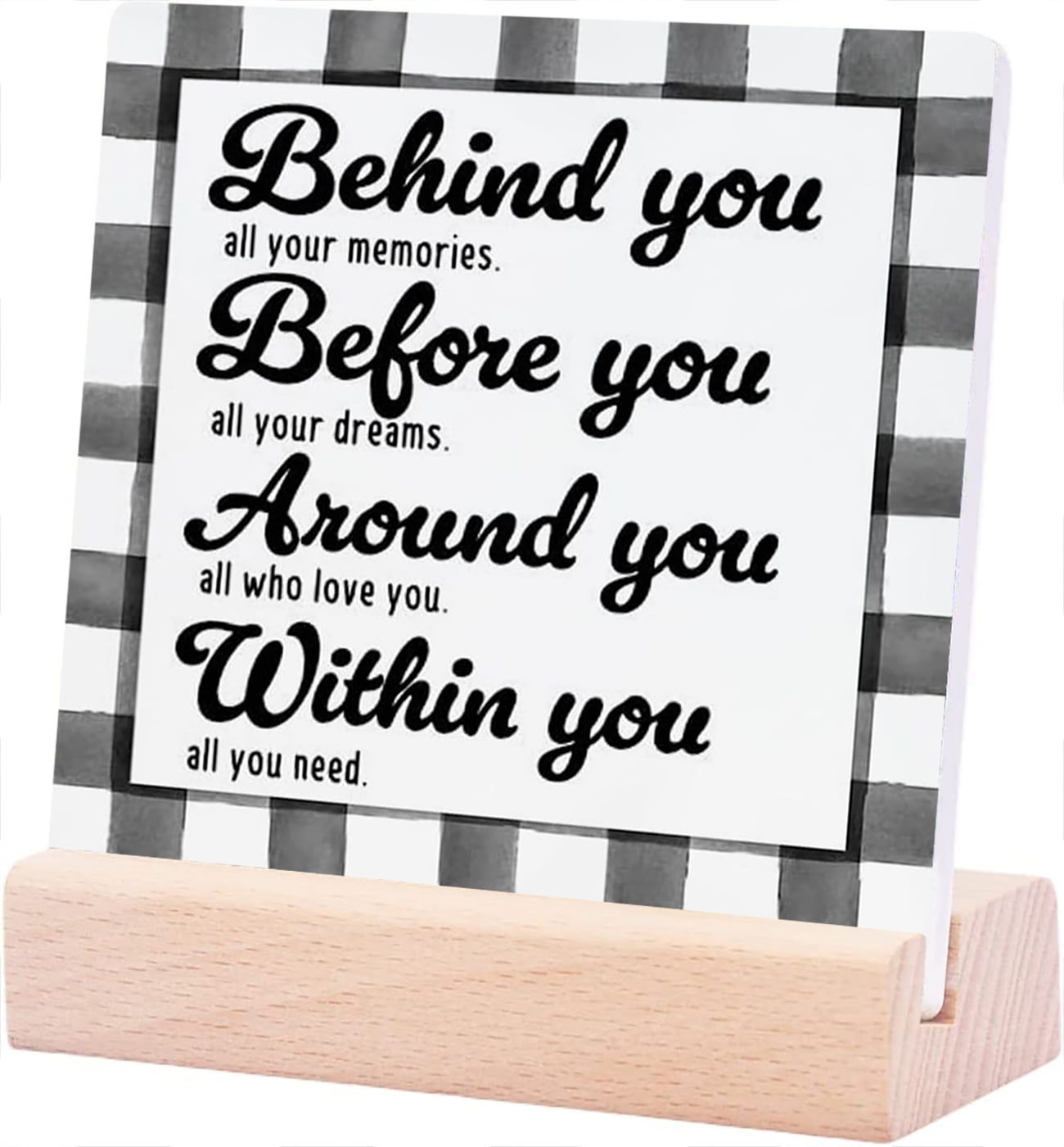 Ceramic Sign 4x4Inch Inspirational Graduation Quote Behind You All Your Memories Farmhouse Desk ...