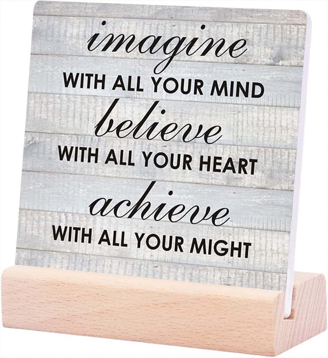 Ceramic Sign 4x4Inch Inspirational Imagine Believe Achieve Sign Home ...