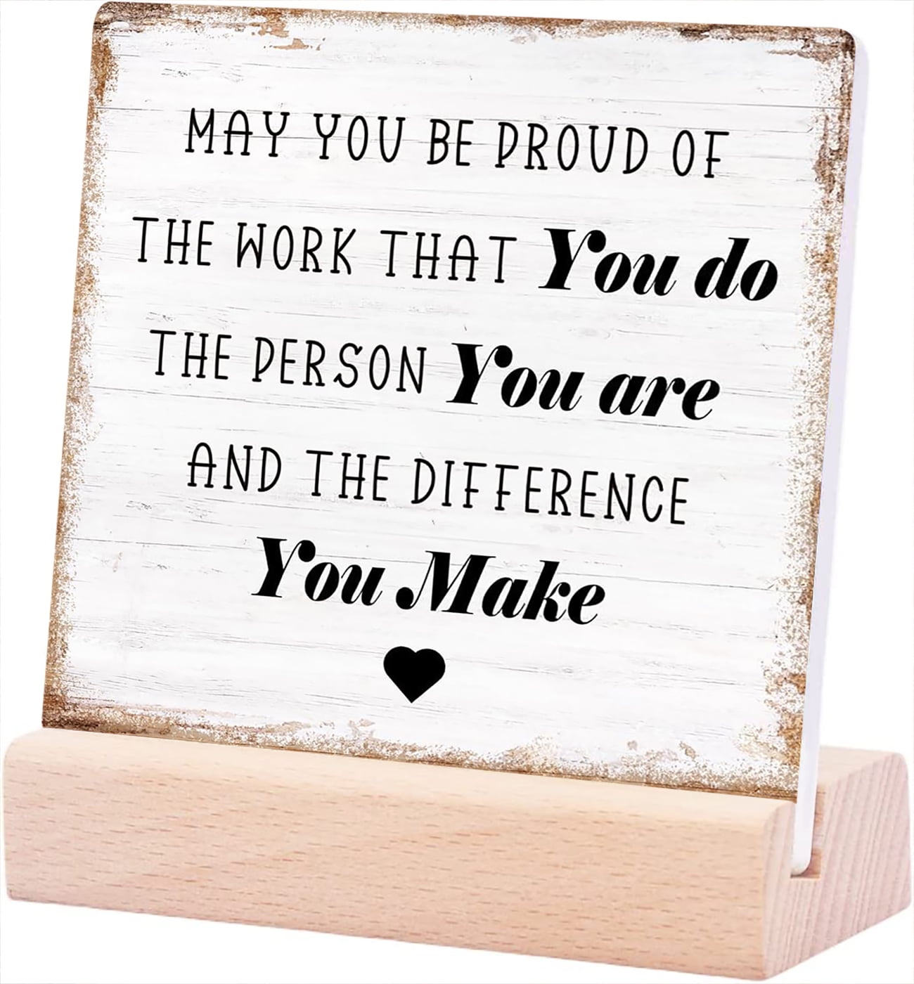 Ceramic Sign 4x4Inch Inspirational Office Positive Office Desk Decor Motivational Wooden Signs ...