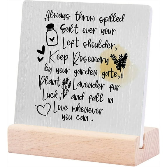 Ceramic Sign 4x4Inch Kitchen Sign Kitchen Decor Plaque Sign with Wood ...