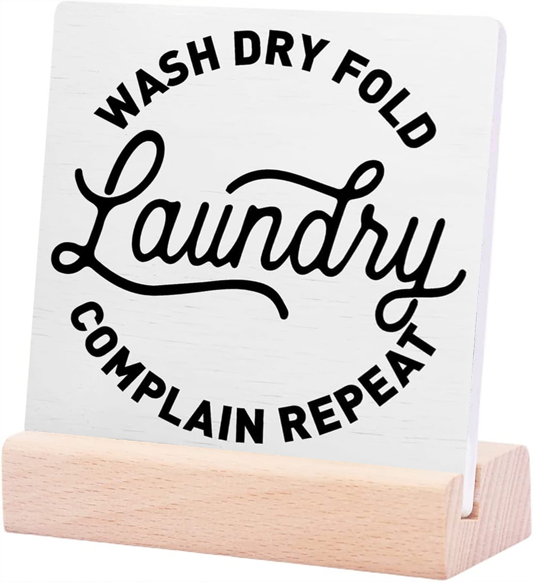Ceramic Sign 4x4Inch Laundry Room Decor Plaque Sign with Wood Stand ...