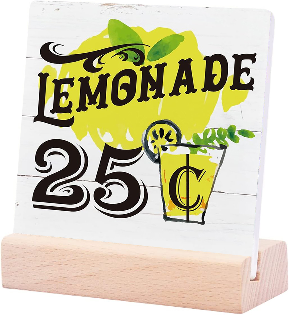 Ceramic Sign 4x4Inch Lemon Decor Lemonade Table Art Plaque Sign with ...