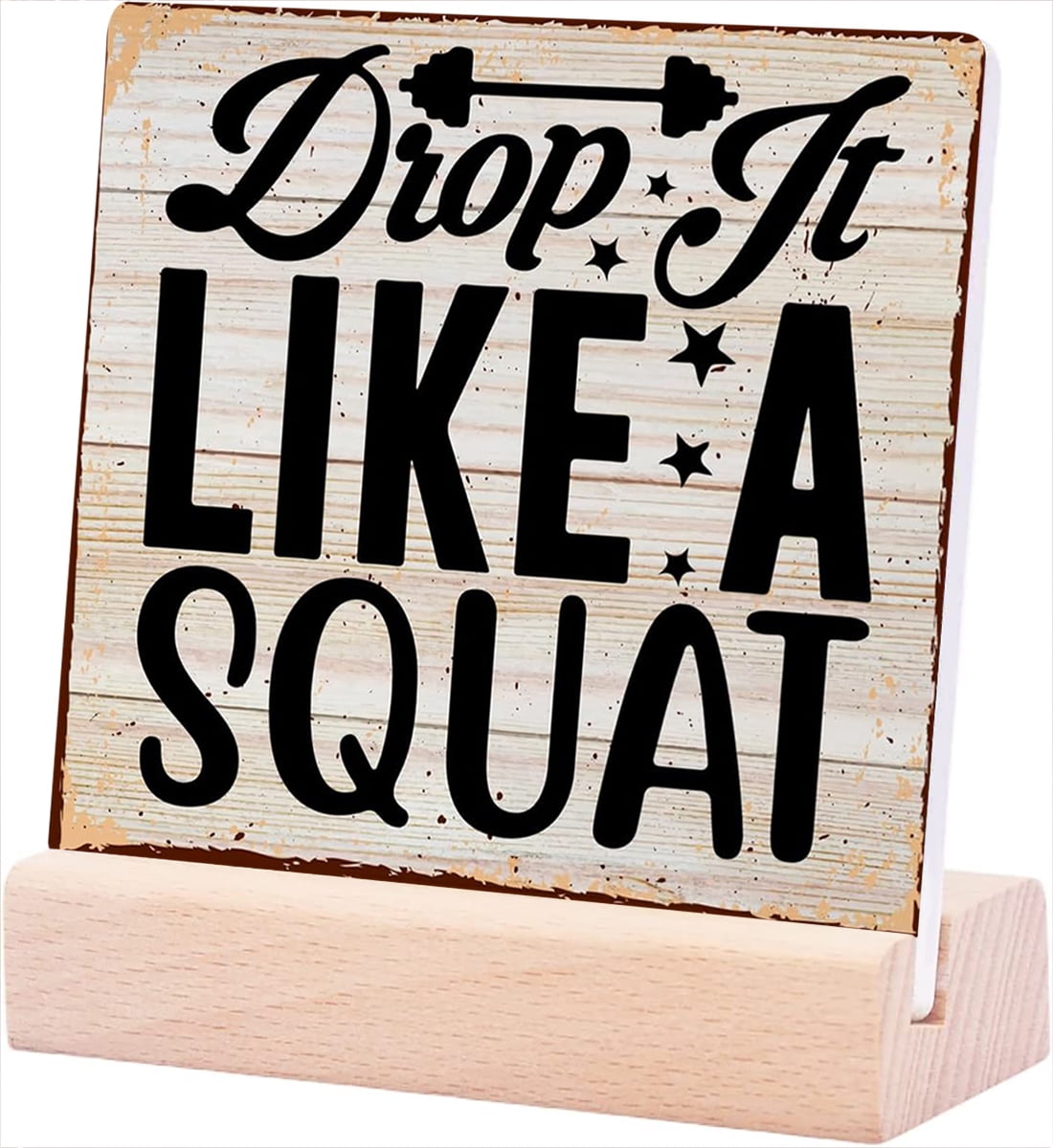 Ceramic Sign 4x4Inch Motivational Fitness Ceramic Plaque Sign with Wood ...