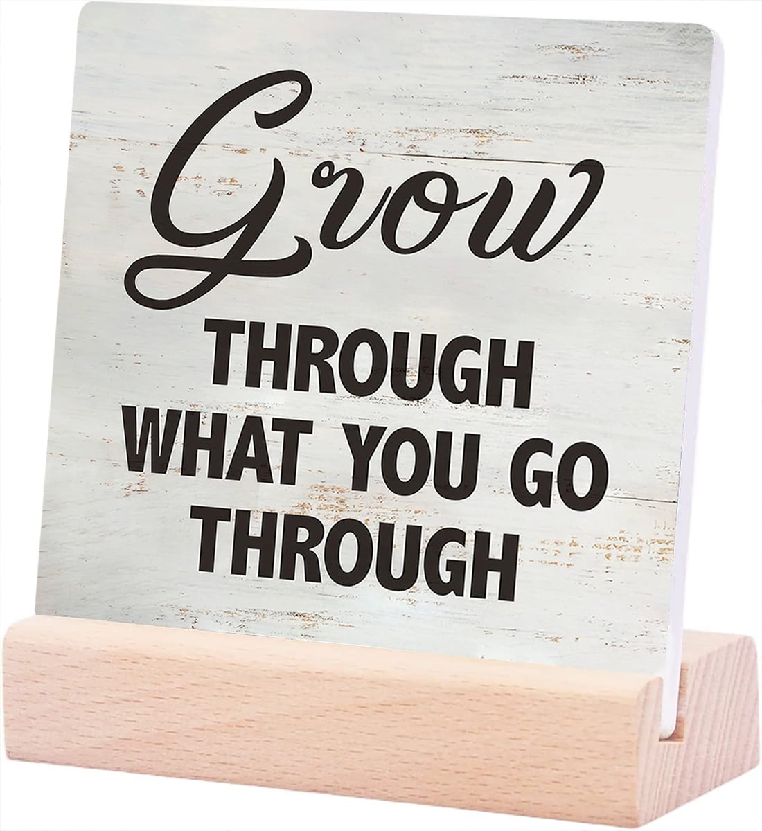 Ceramic Sign 4x4Inch Motivational Quote Grow Through What You Go Through Ceramic Plaque Desk ...