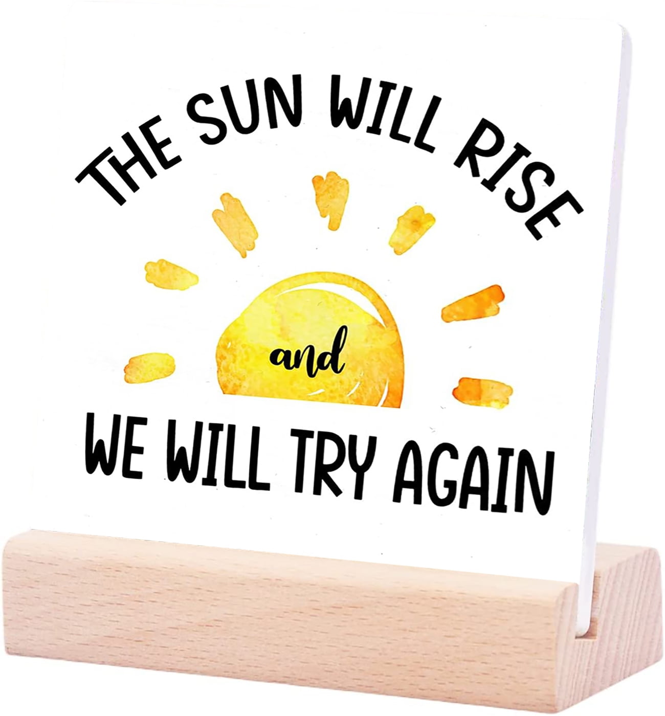 Ceramic Sign 4x4Inch Motivational Quotes Desk Decor The Sun Will Rise ...