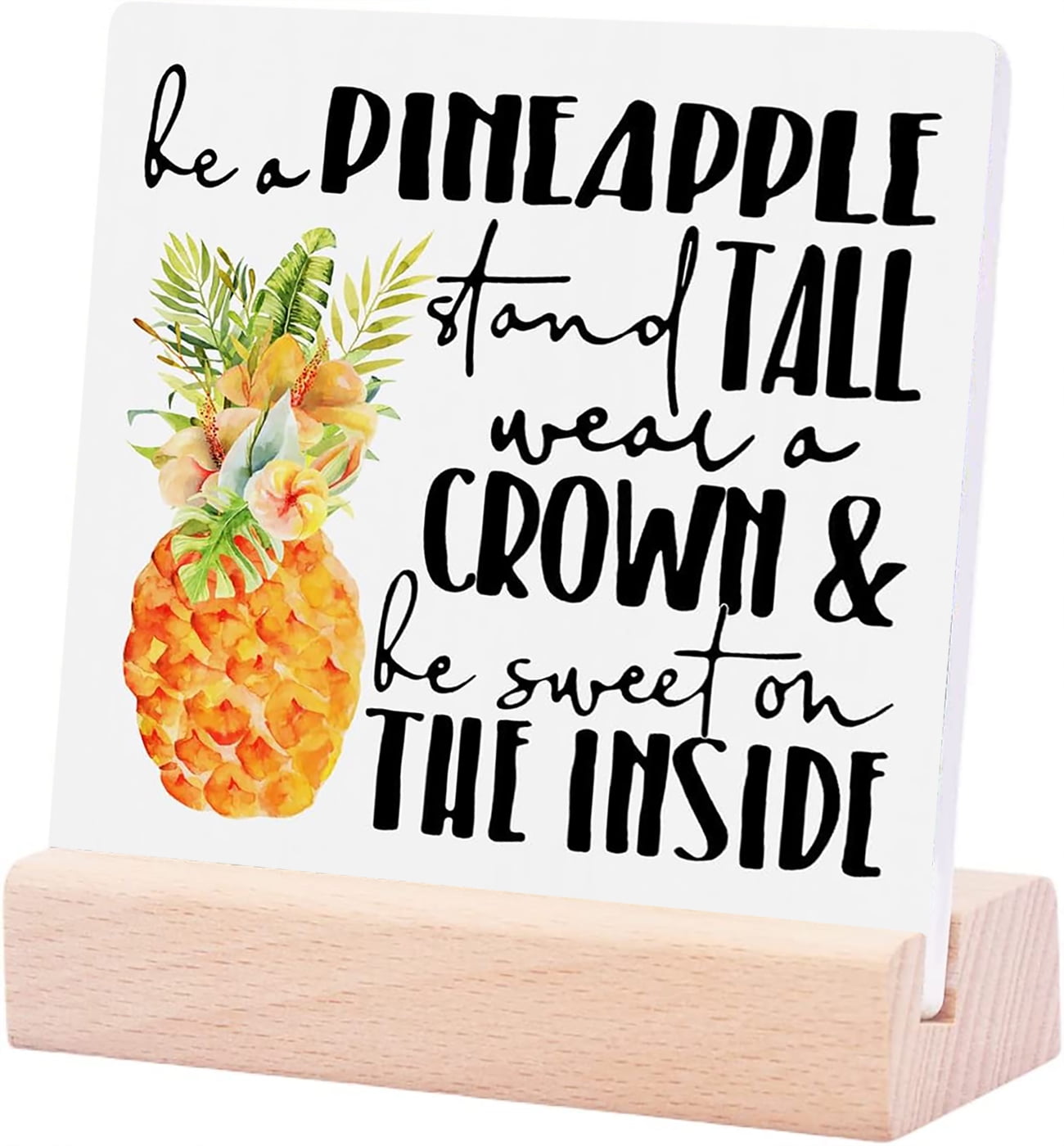 Ceramic Sign 4x4Inch Pineapple Ceramic Desk Sign Pineapple Gifts Summer ...