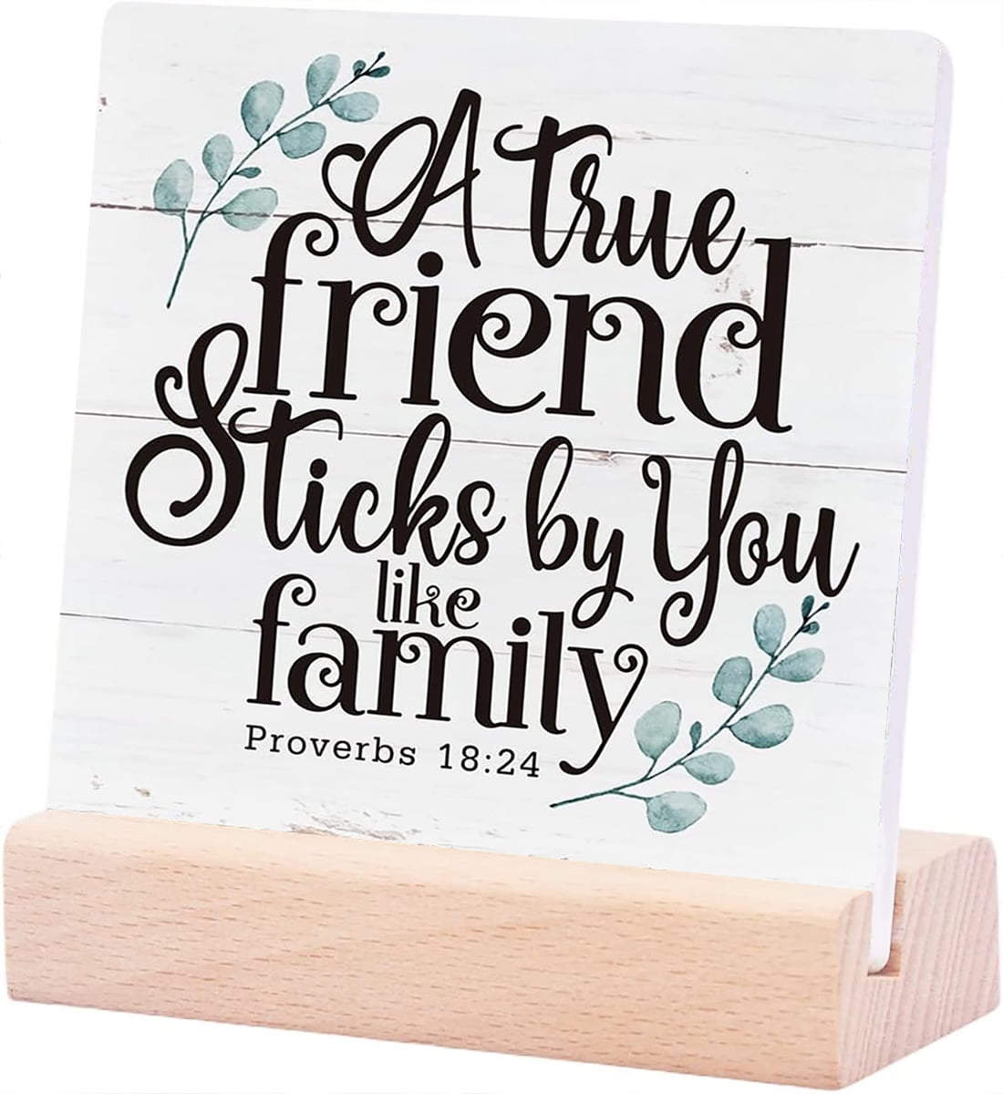 Ceramic Sign 4x4Inch Plaque Sign with Wood Stand Desk Decor Friendship ...