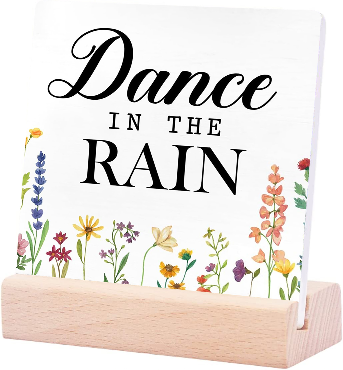 Ceramic Sign 4x4Inch Plaque Sign with Wood Stand Spring Wooden Desk ...