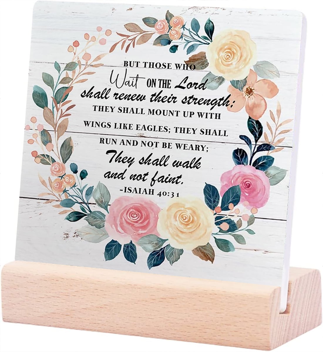 Ceramic Sign 4x4Inch Plaque Sign with Wood Stand Tabletop Decor ...