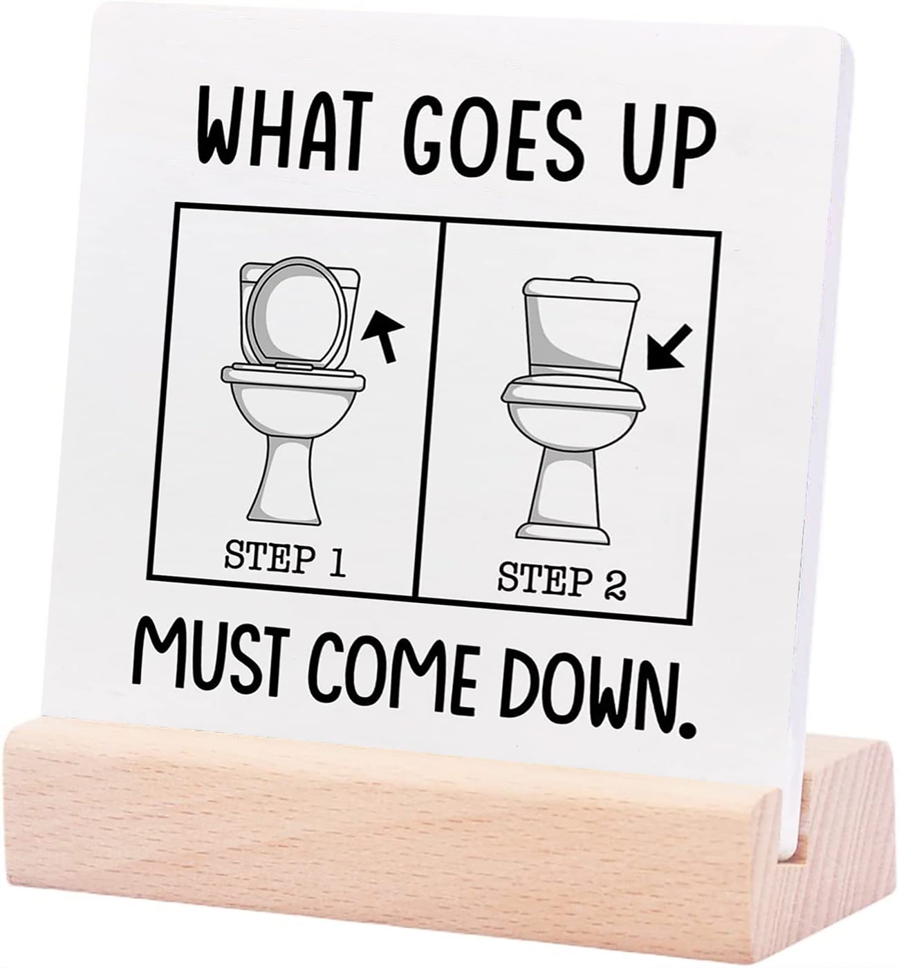 Ceramic Sign 4x4Inch Plaque Sign with Wood Stand What Goes Up Must Come ...
