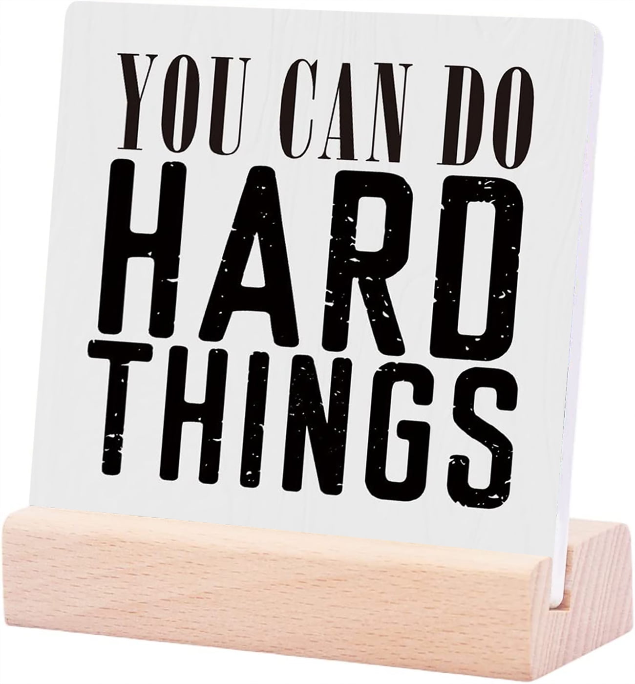 Ceramic Sign 4x4Inch Plaque Sign with Wood Stand You Can Do Hard Things ...