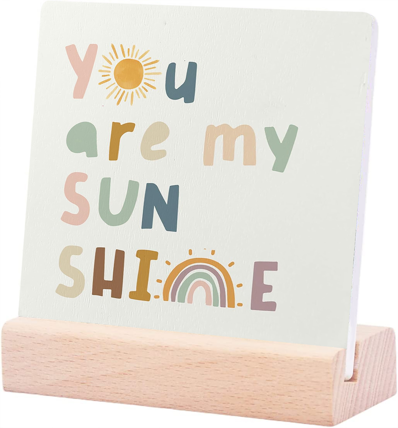 Ceramic Sign 4x4Inch Quote You Are My Sunshine Boho Sun Rainbow Ceramic ...