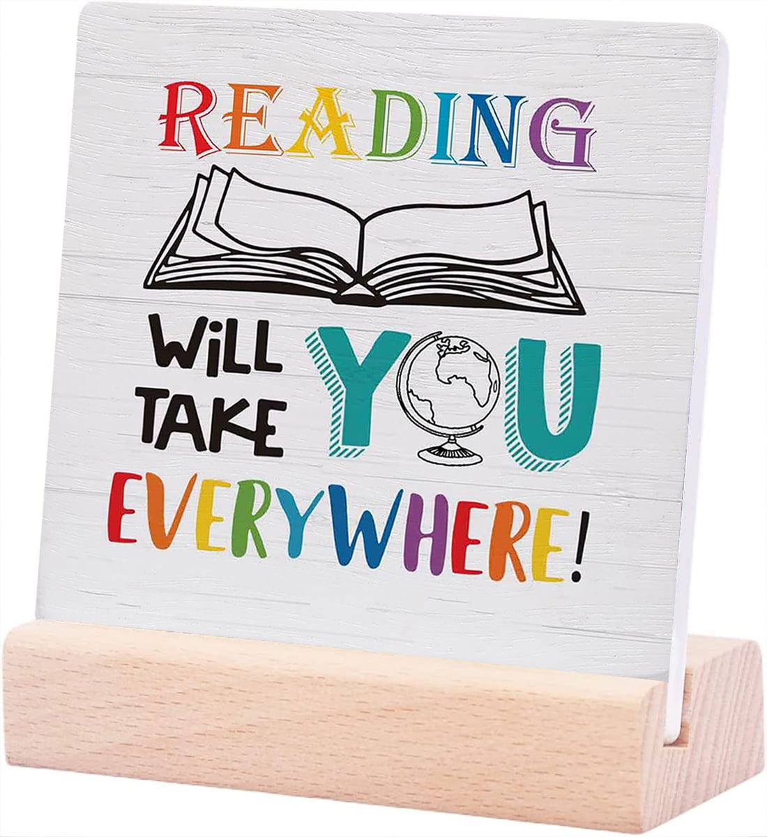 Ceramic Sign 4x4Inch Reading Corner Decor Ceramic Desk Sign Reading ...