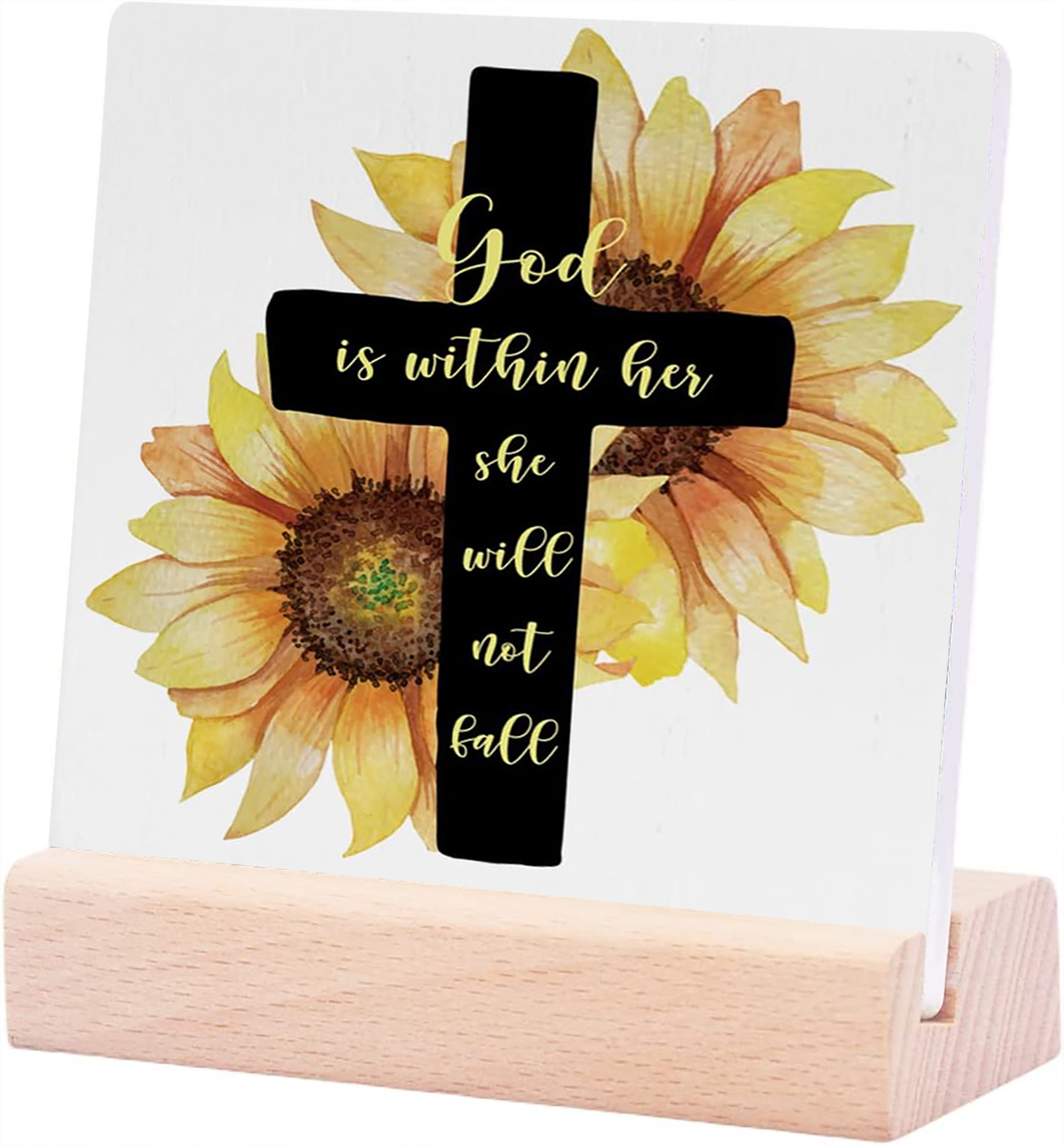 Ceramic Sign 4x4Inch Religious Christian Sunflower Decor Ceramic Signs ...