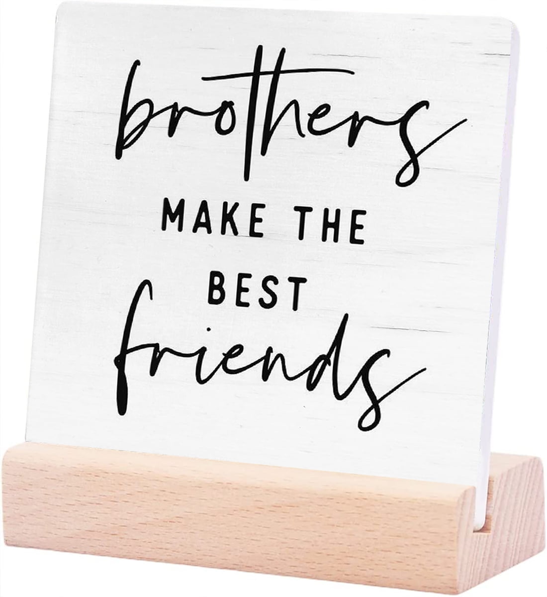 Ceramic Sign 4x4Inch Room Decor Plaque Sign with Wood Stand Brothers ...