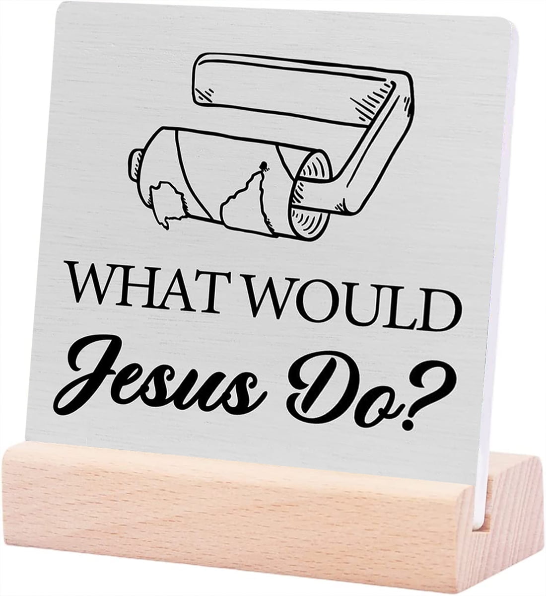 Ceramic Sign 4x4Inch Rustic Bathroom Plaque Sign with Wood Stand Desk ...