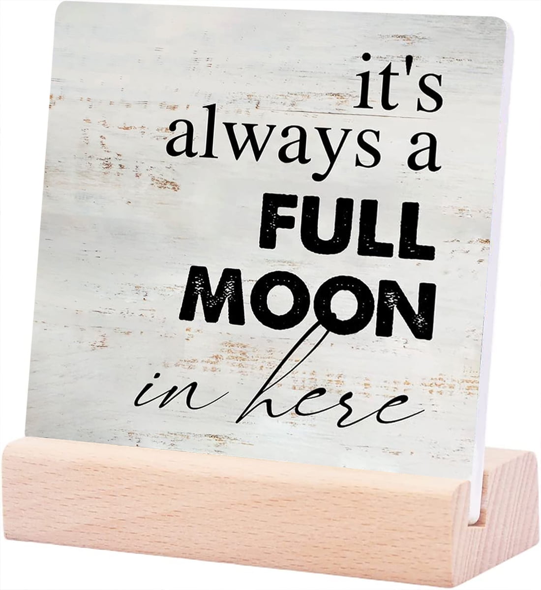 Ceramic Sign 4x4Inch Rustic Full Moon Bathroom Ceramic Plaque Desk Sign ...