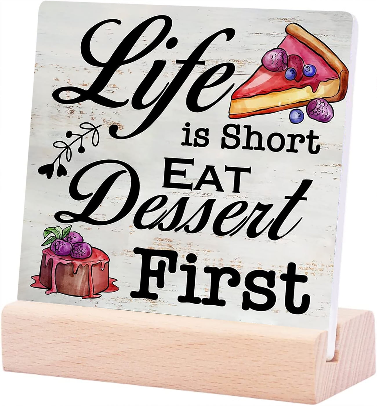 Ceramic Sign 4x4Inch Rustic Kitchen Ceramic Signs Life Is Short Eat ...