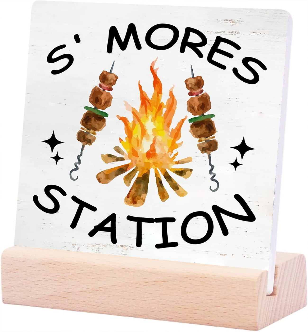 Ceramic Sign 4x4Inch Rustic Smores Station Camping Ceramic Signs Home ...