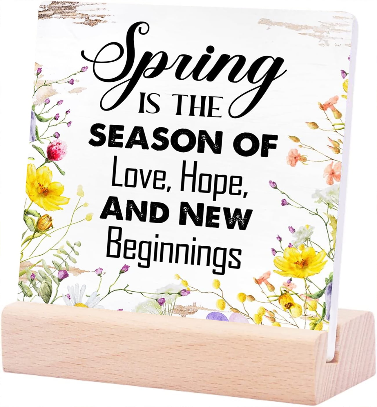 Ceramic Sign 4x4Inch Rustic Spring Ceramic Desk Sign Plaque Spring Is ...