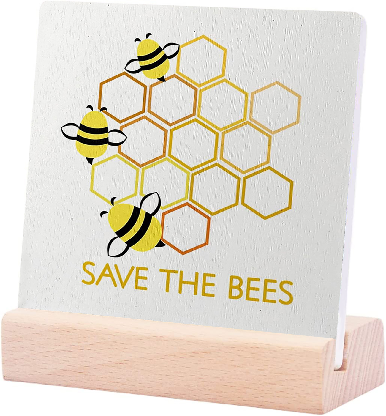 Ceramic Sign 4x4Inch Save The Bees Funny Honeycomb Ceramic Sign Desk ...